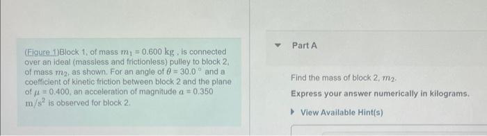 Solved (Figure 1)Block 1, of mass m1=0.600 kg, is connected | Chegg.com