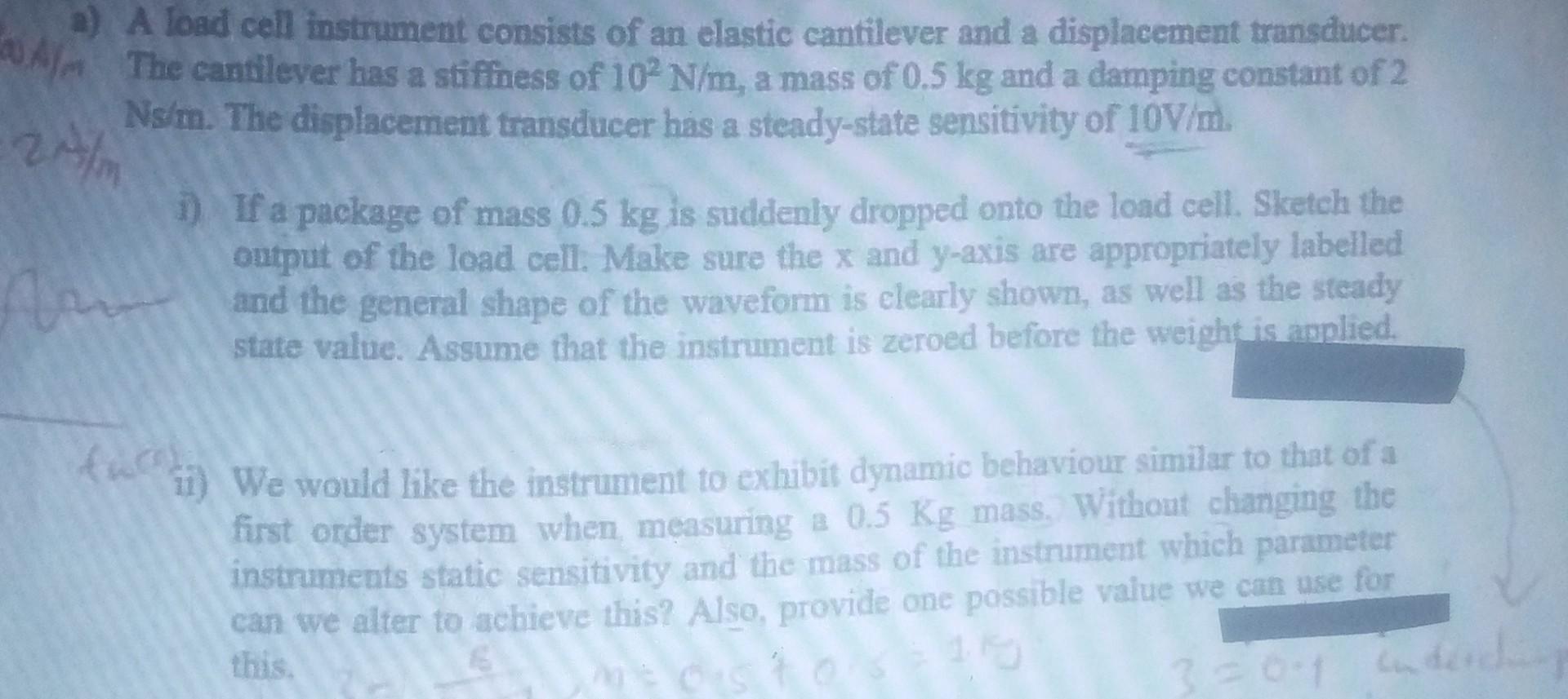 Solved a) A load cell instrument consists of an elastic | Chegg.com
