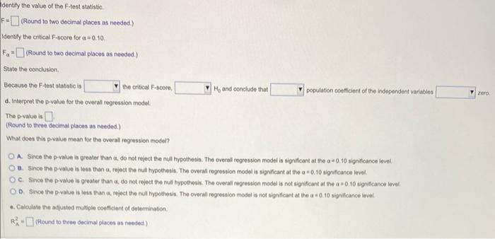 Solved a. Use technology to identify the SST, SSR, and SSE. | Chegg.com