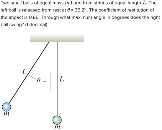 Solved Two small balls of equal mass m ﻿hang from strings of | Chegg.com