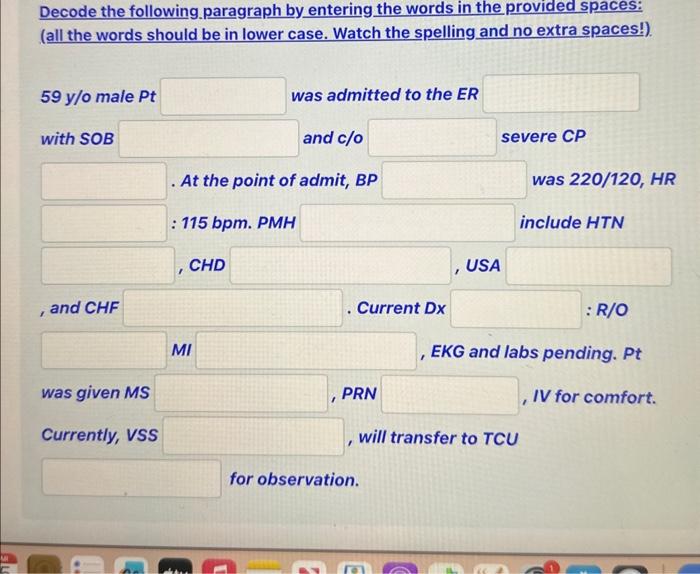 Solved Decode the following.paragraph by entering the words | Chegg.com