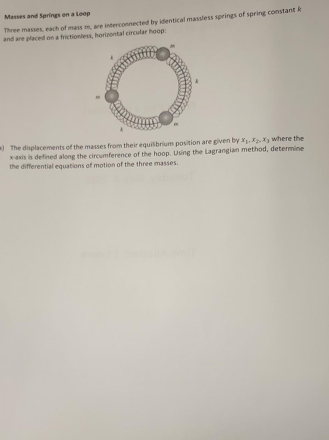 Solved Masses and Springs on a Loop Three masses, each of | Chegg.com