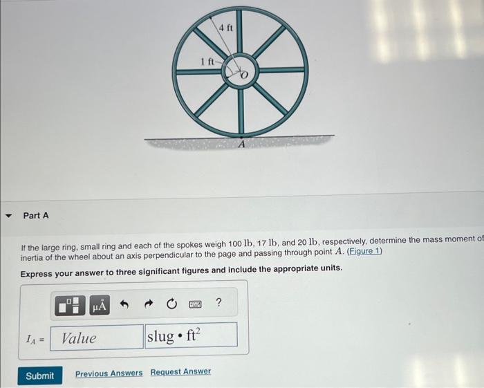 Solved If the large ring, small ring and each of the spokes | Chegg.com