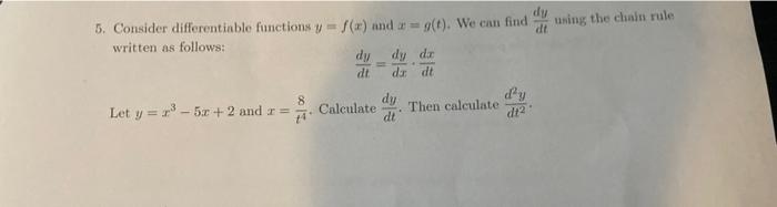 Solved 5. Consider differentiable functions y=f(x) and | Chegg.com