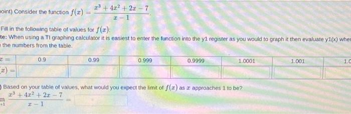 Solved oint) Consider the function f(x)=x−1x3+4x2+2x−7. Full | Chegg.com