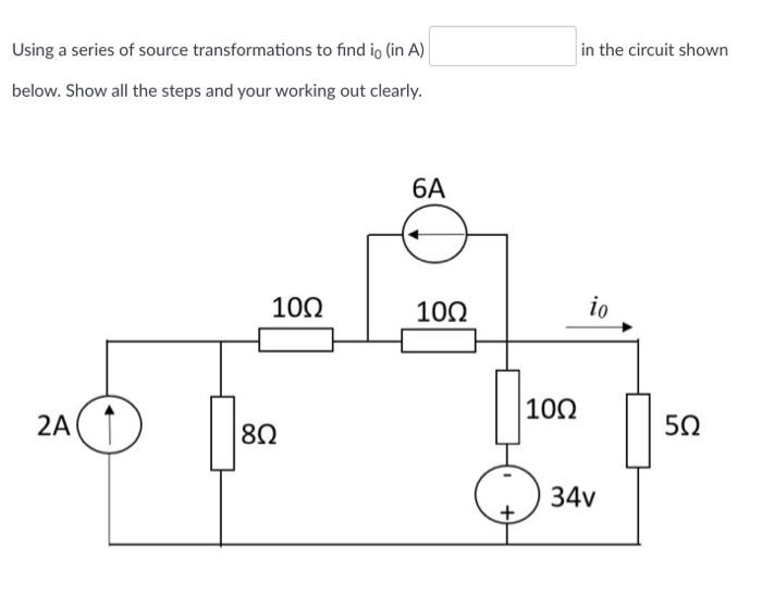 Solved Using a series of source transformations to find i0 | Chegg.com