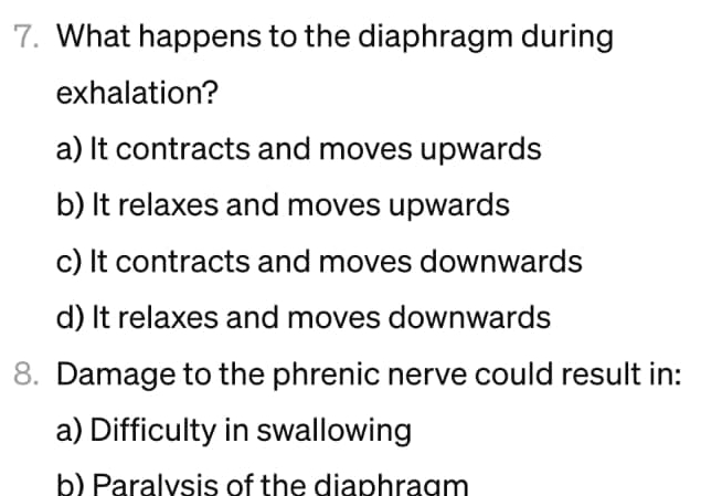 Solved Biology: What happens to the diaphragm during | Chegg.com