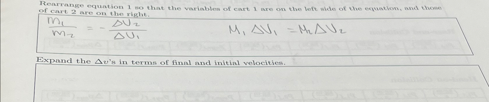 Solved Rearrange equation 1 ﻿so that the variables of cart 1 | Chegg.com