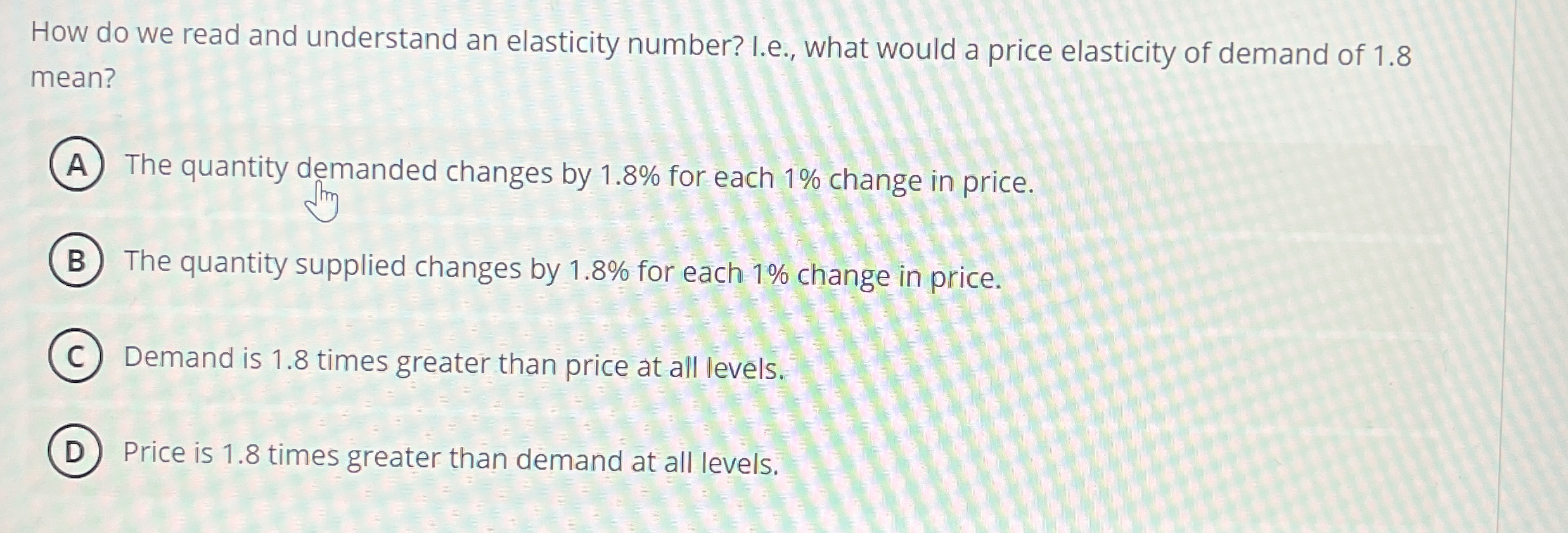 Solved How do we read and understand an elasticity number? | Chegg.com