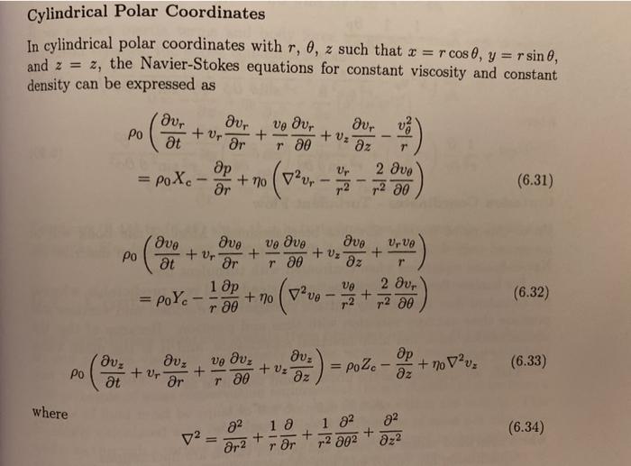 7.1 Starting from the Navier-Stokes equations | Chegg.com