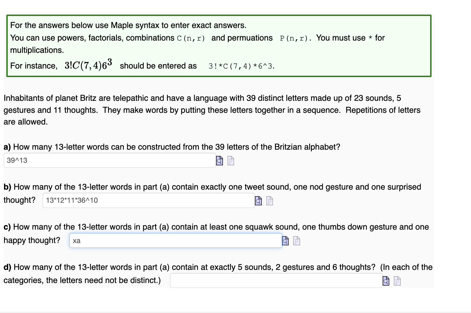 Solved For the answers below use Maple syntax to enter exact | Chegg.com