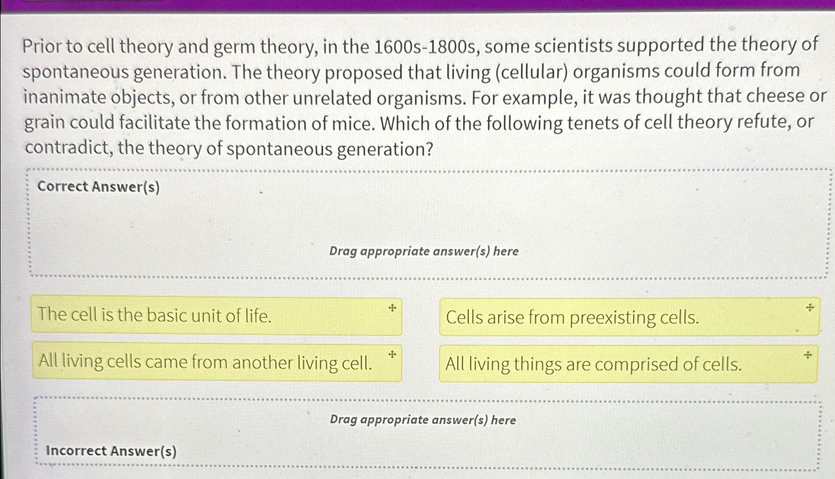Solved Prior to cell theory and germ theory, in the 1600 | Chegg.com