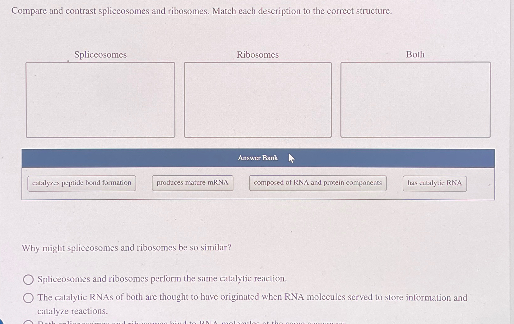 Solved Compare and contrast spliceosomes and ribosomes. | Chegg.com