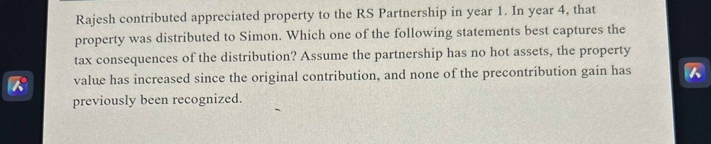 Solved Rajesh contributed appreciated property to the RS | Chegg.com