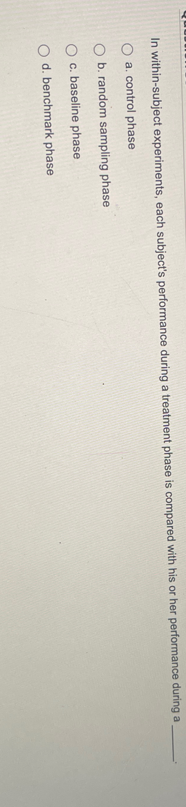 Solved In within-subject experiments, each subject's | Chegg.com