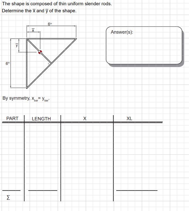 Solved The shape is composed of thin uniform slender | Chegg.com