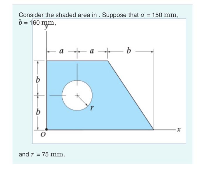 Solved Consider the shaded area in. Suppose that a=150 mm, t | Chegg.com