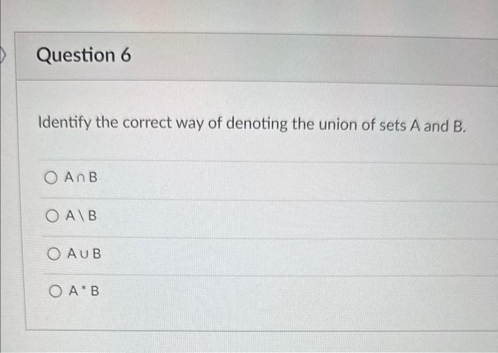 Solved Identify the correct way of denoting the union of | Chegg.com