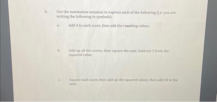 Solved Use the summation notation to express each of the | Chegg.com