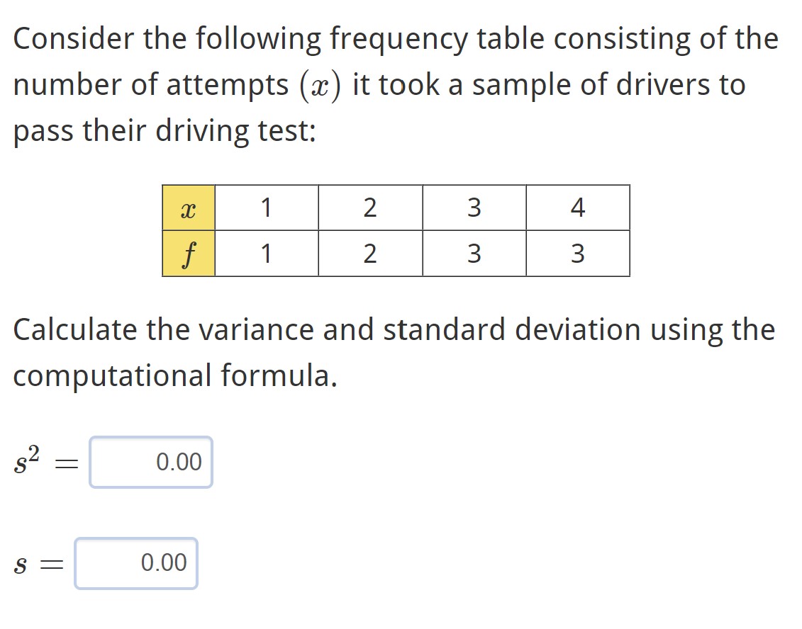 Solved Consider the following frequency table consisting of | Chegg.com