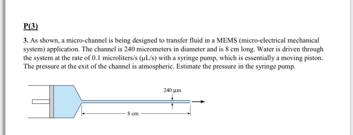 Solved P(3)3. ﻿As shown, a micro-channel is being designed | Chegg.com