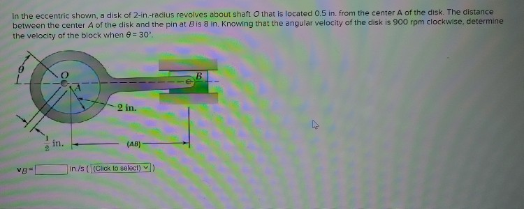 Solved In the eccentric shown, a disk of 2-in-radius | Chegg.com