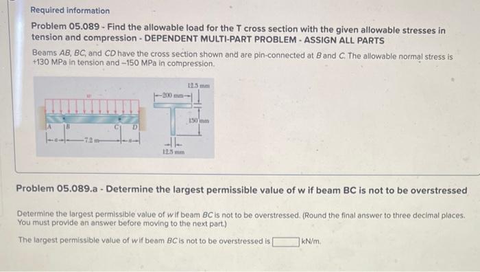 Solved Required information Problem 05.089 - Find the | Chegg.com