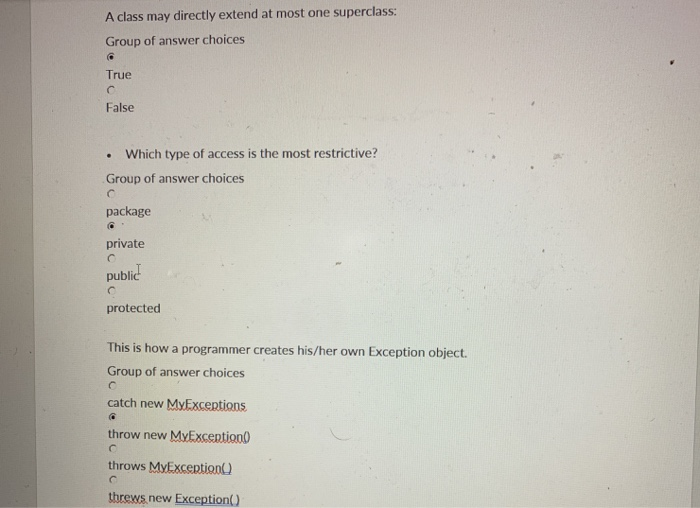 Solved A class may directly extend at most one superclass: | Chegg.com