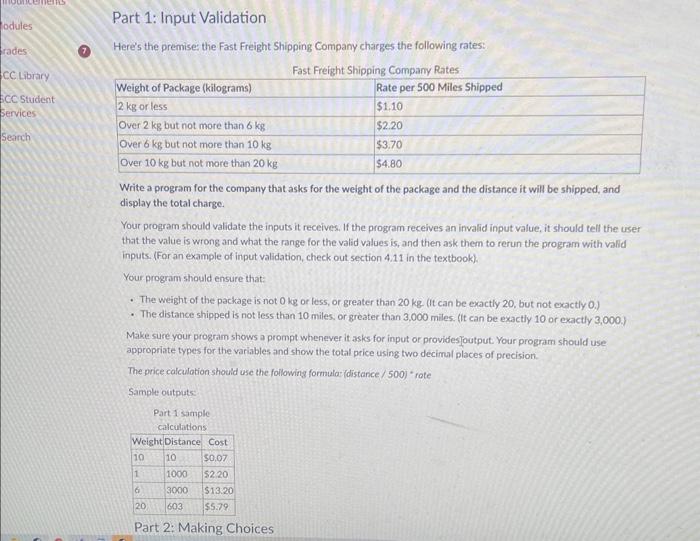 Solved Here's the premise: the Fast Freight Shipping Company | Chegg.com