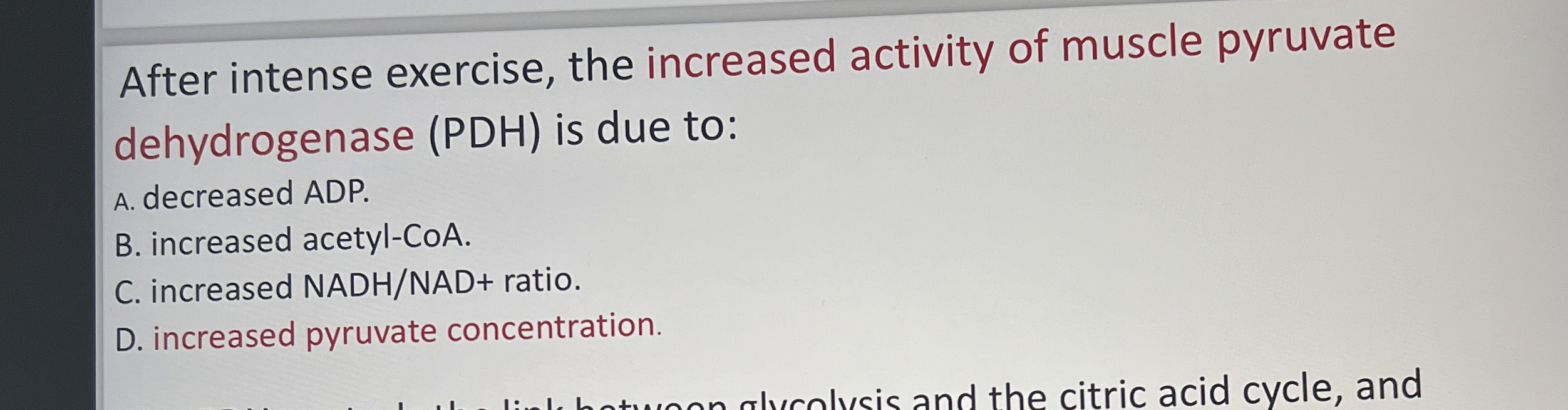 Solved After intense exercise, the increased activity of | Chegg.com