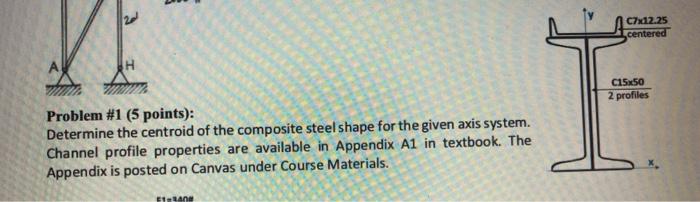 Solved C7x12.25 centered V C15x50 2 profiles Problem #1 (5 | Chegg.com