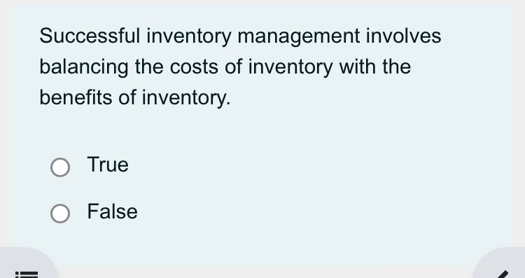 Solved Successful inventory management involves balancing | Chegg.com