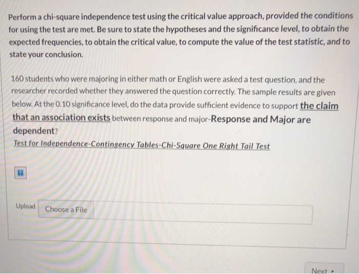 Solved Perform a chi-square independence test using the | Chegg.com