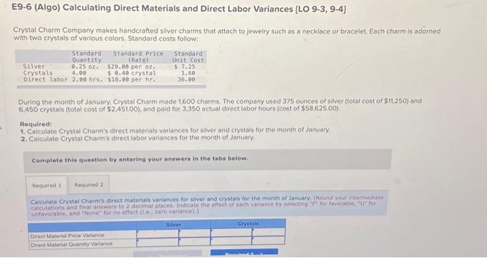 Solved E9-6 (Algo) Calculating Direct Materials and Direct | Chegg.com