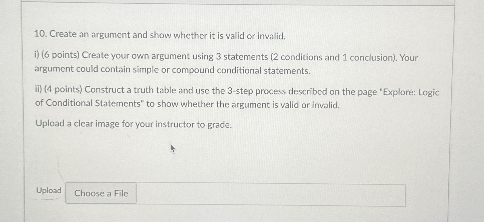 Solved Create an argument and show whether it is valid or | Chegg.com