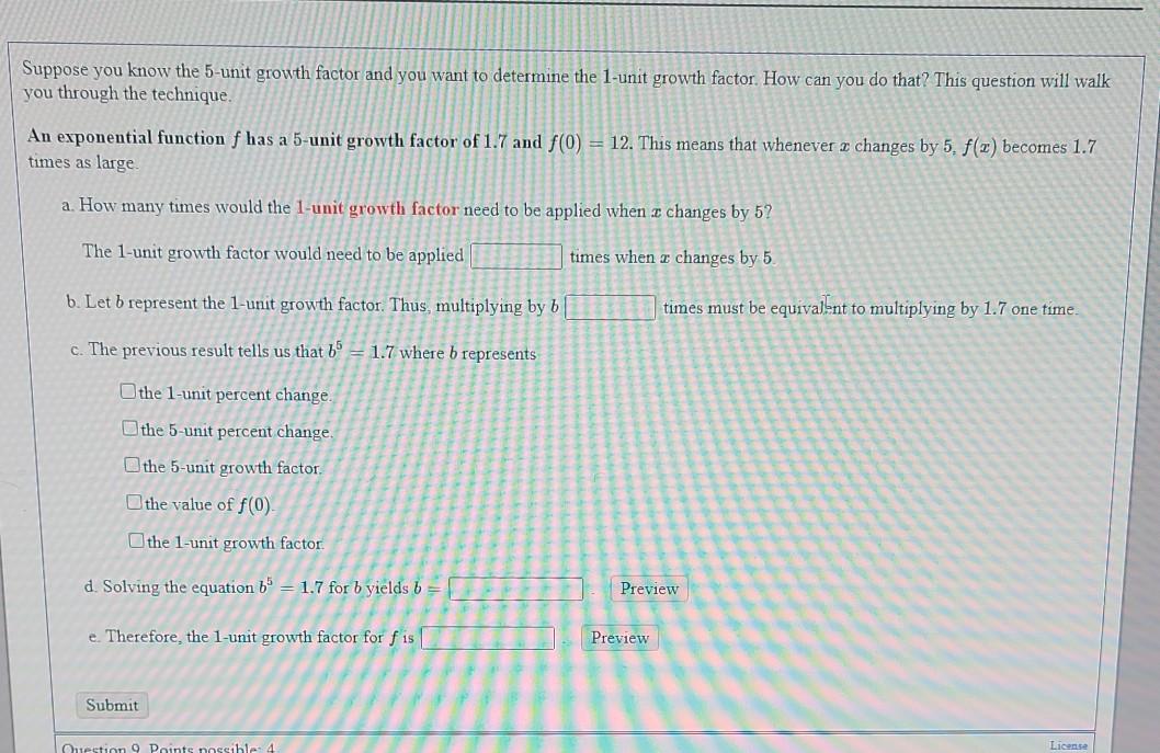 Solved Suppose you know the 5-unit growth factor and you | Chegg.com
