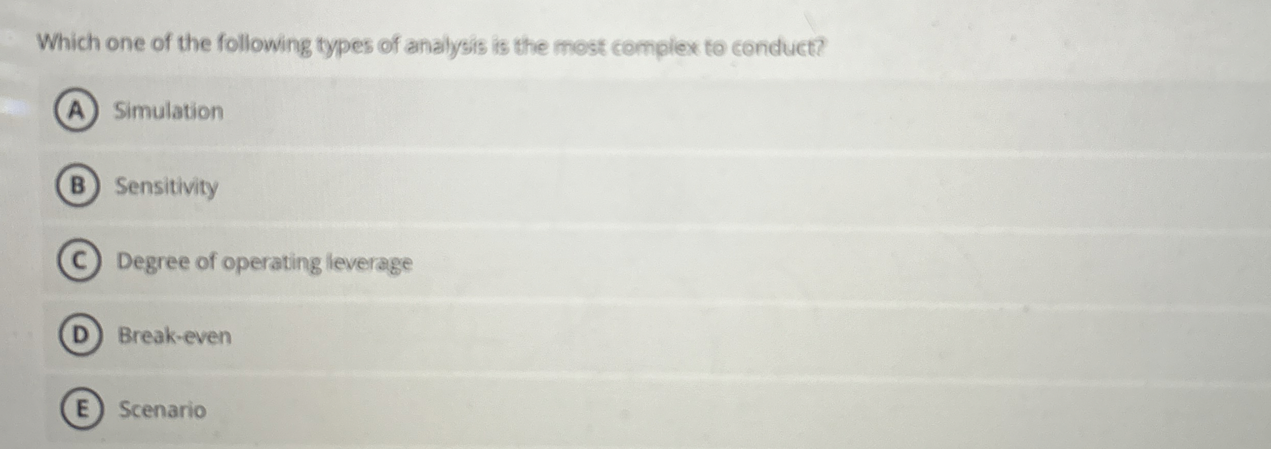 Solved Which one of the following types of analysis is the | Chegg.com