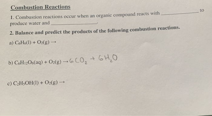 Solved Combustion Reactions 1. Combustion reactions occur | Chegg.com