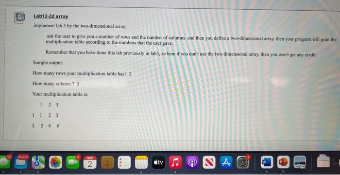 Solved Lab12-2d array implement lab 3 by the two-dimensional | Chegg.com