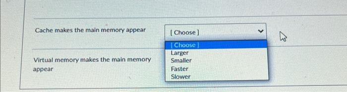 Solved Cache makes the main memory appear Virtual memory | Chegg.com