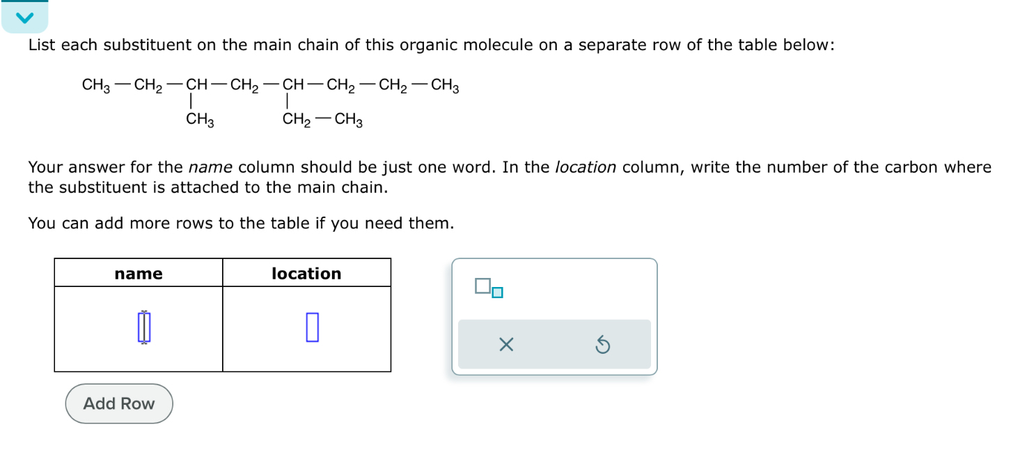 Solved List each substituent on the main chain of this | Chegg.com