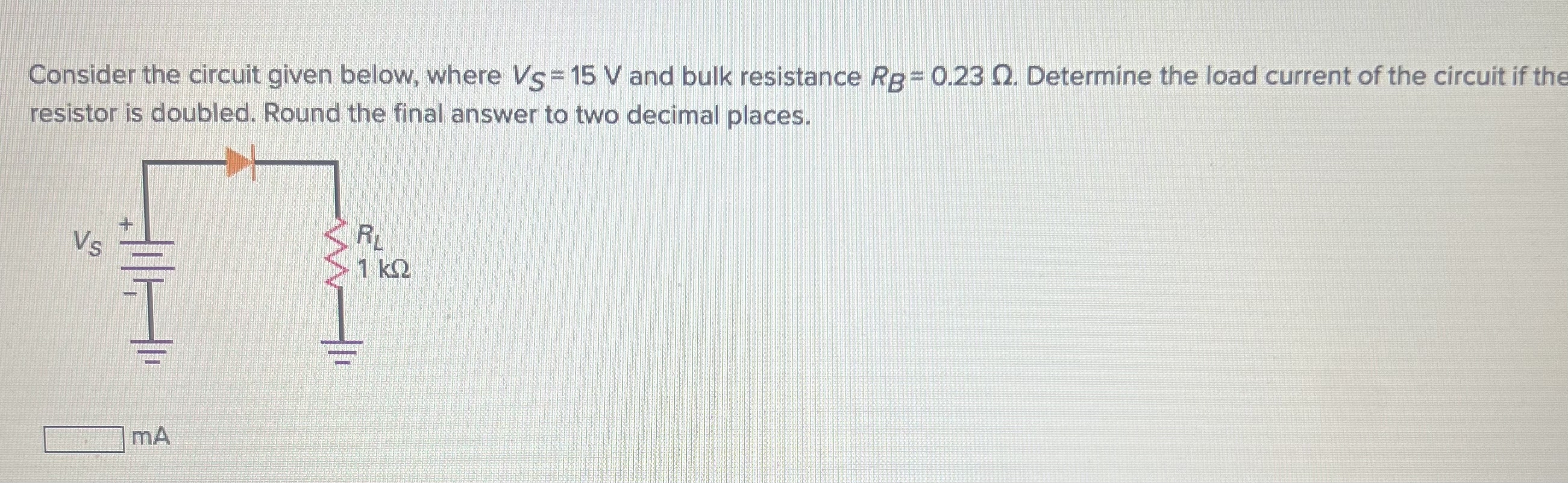 Solved Consider the circuit given below, where VS=15V ﻿and | Chegg.com