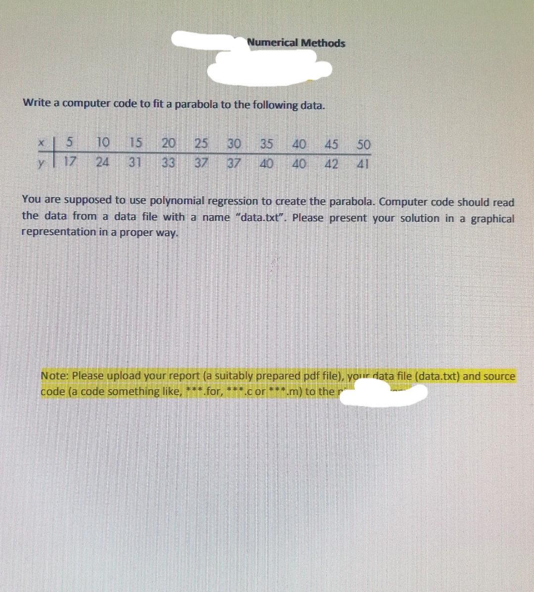 Solved Numerical Methods and writing code using the | Chegg.com