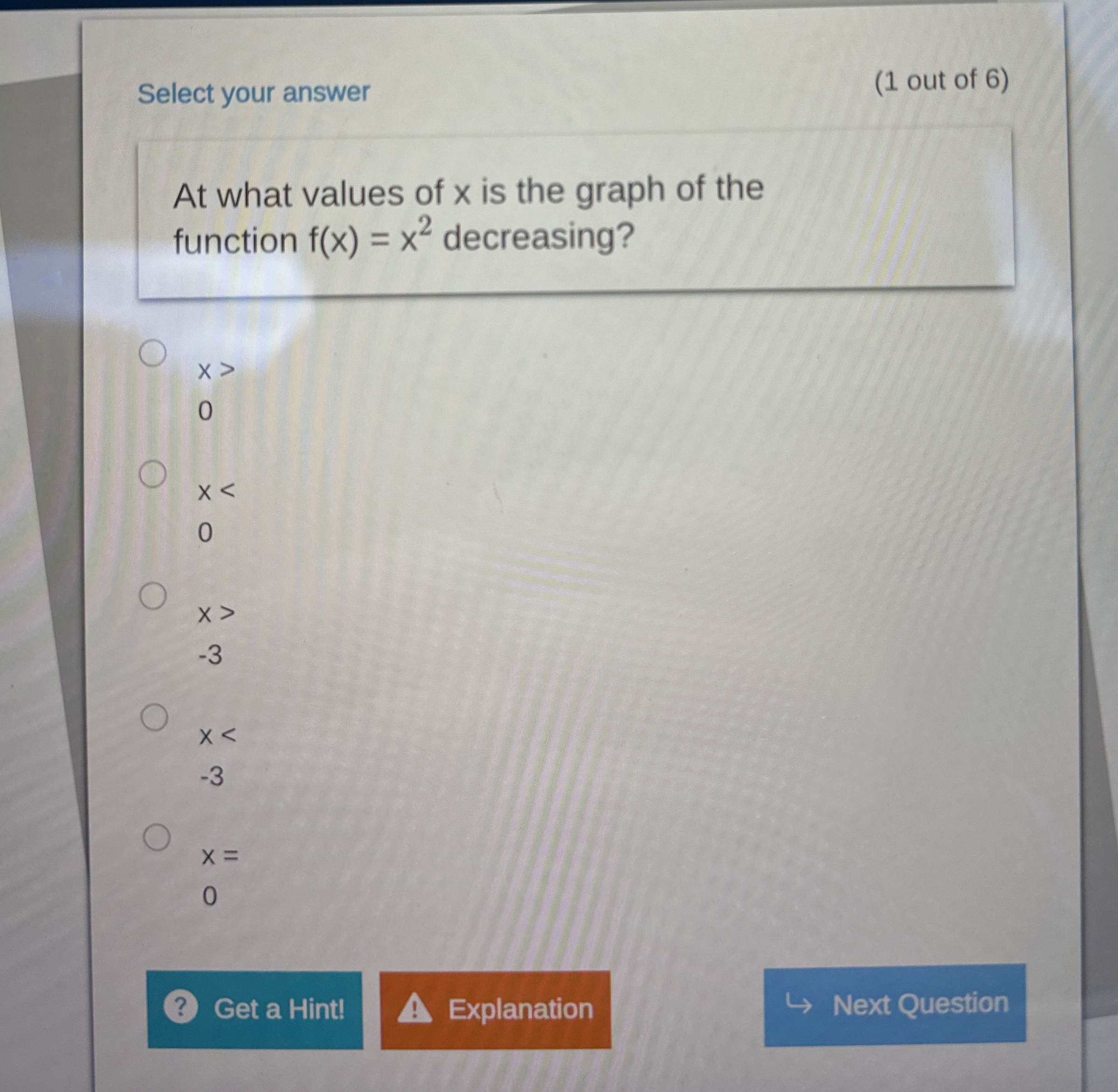 Solved Select your answer(1 ﻿out of 6 )At what values of x | Chegg.com