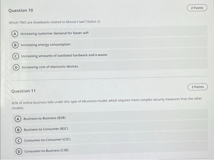 Solved 2 Points Question 8 What are the three business | Chegg.com