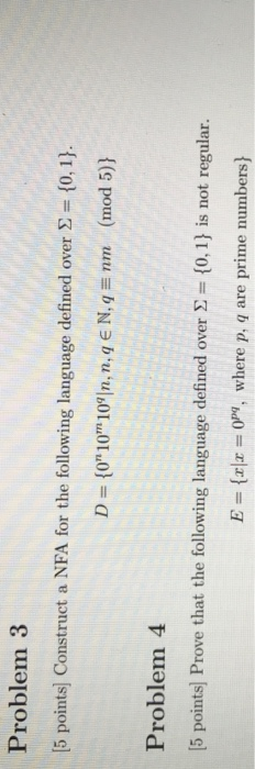 Solved Problem 3 [5 points) Construct a NFA for the | Chegg.com