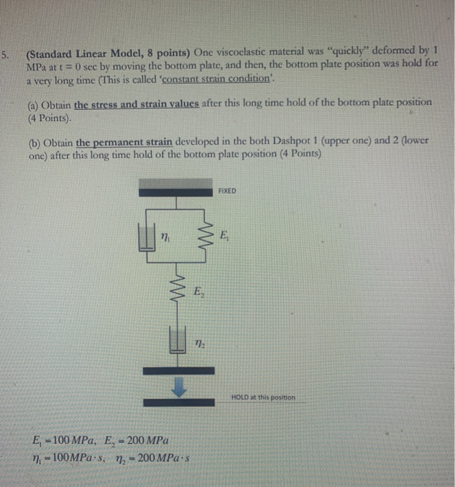 Solved (Standard Linear Model, 8 points) One viscoelastic | Chegg.com
