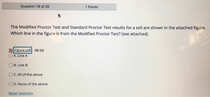 Solved Question 18 of 20 1 Points The Modified Proctor Test | Chegg.com
