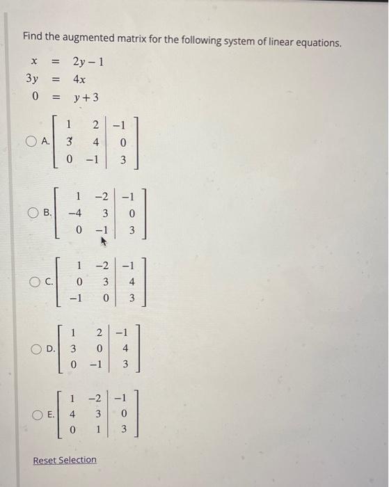 Solved Consider the following systems of equations in the | Chegg.com