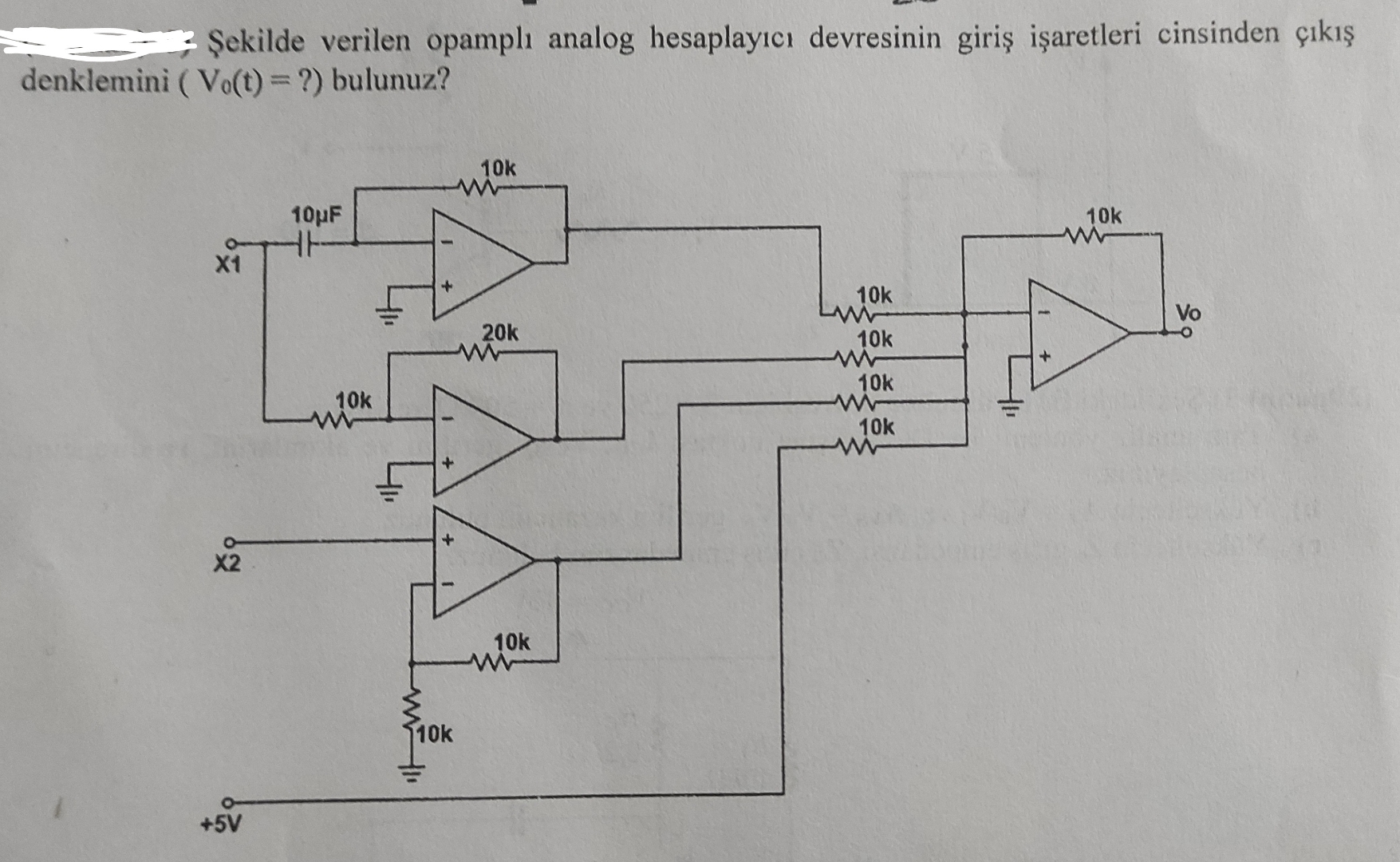 Solved Şekilde verilen opamplı analog hesaplayıcı | Chegg.com